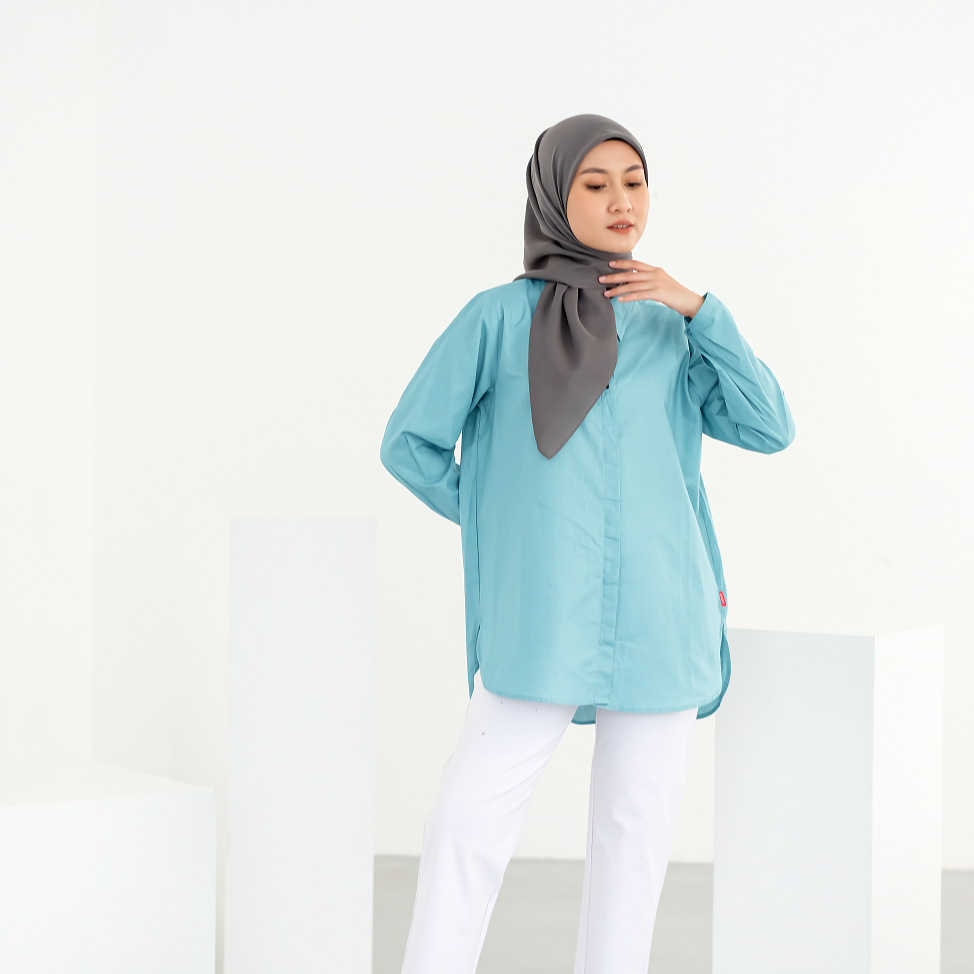 M Tunic Basic Katun Paris - Tunik Versatile dengan Kancing Hidden | Dauky