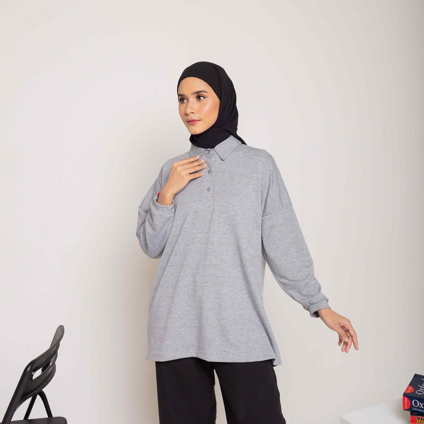 M Tunic Baby Terry | Tunik Basic dengan Sentuhan Polo Shirt | Dauky