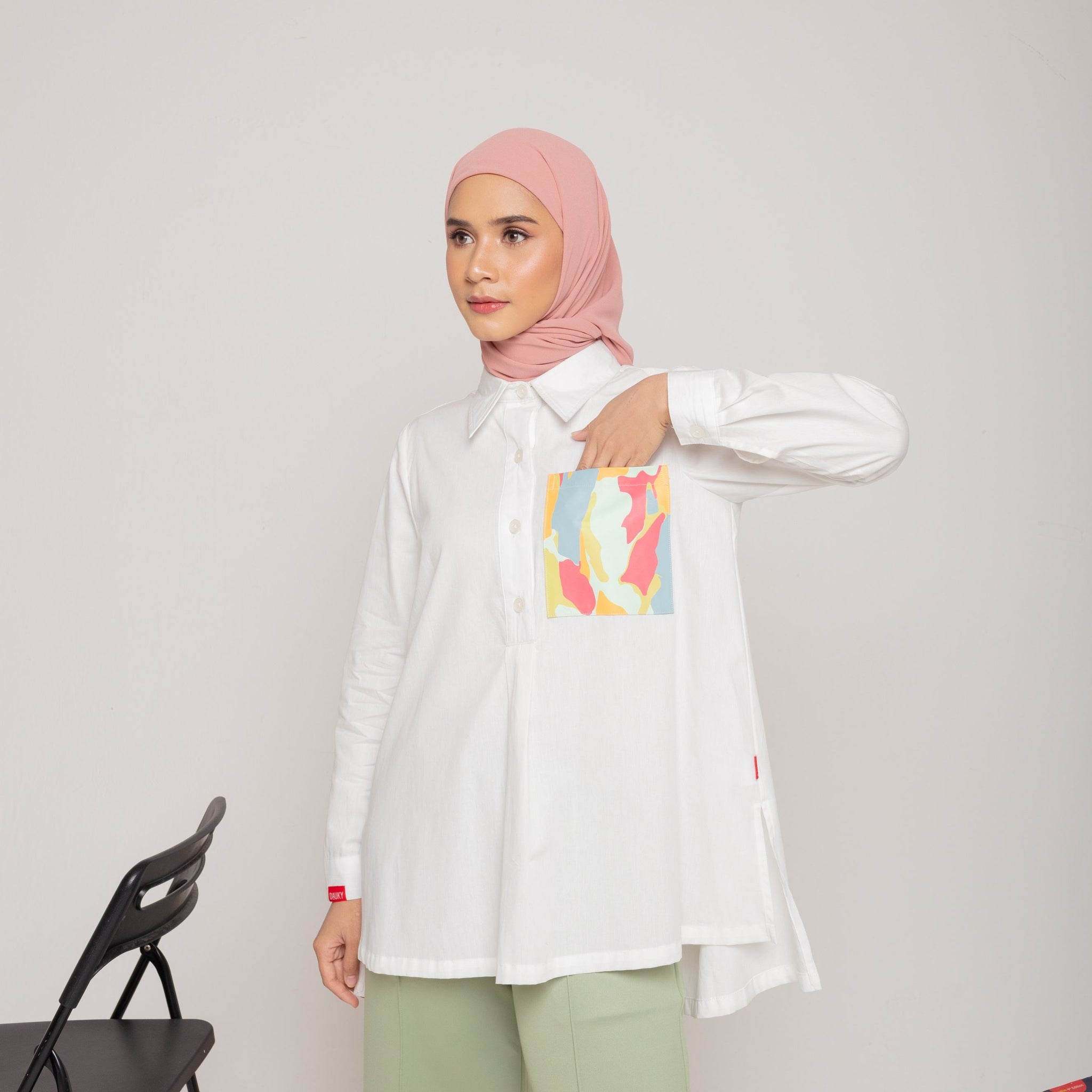M Tunic Pocket Painted - Tunik A-Line Trendy dengan Aksen Screen Print ...