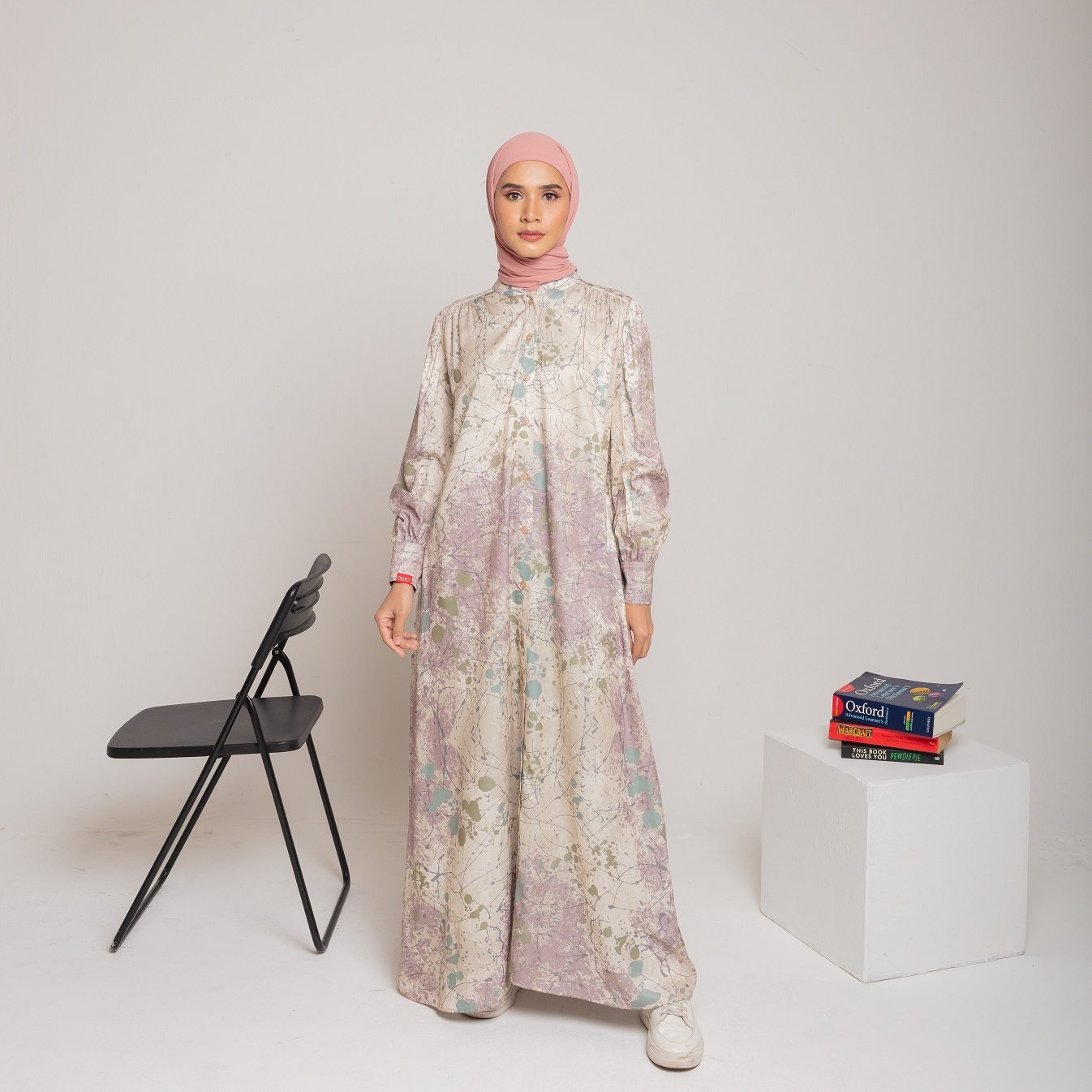 L Dress Splatter - Dress Loose Motif Percikan Cat Estetik | Dauky
