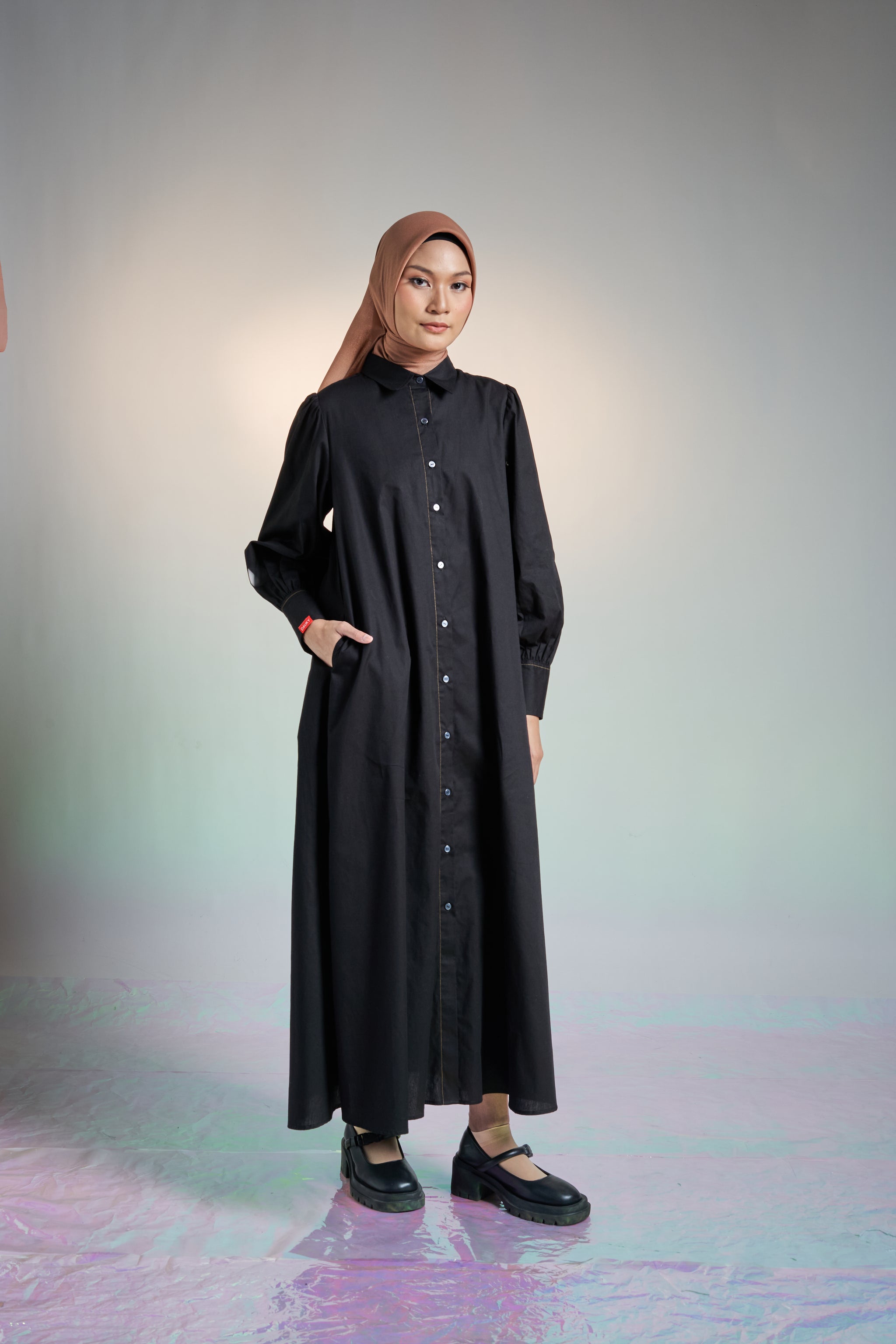 L DRESS AIRY COTTON - BLACK