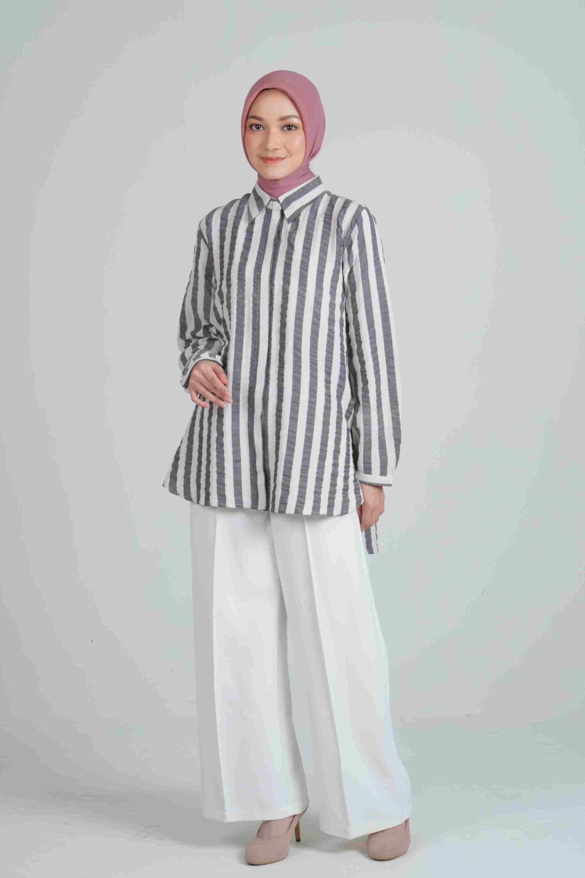 M TUNIC TEXTURE STRIPE - GREY