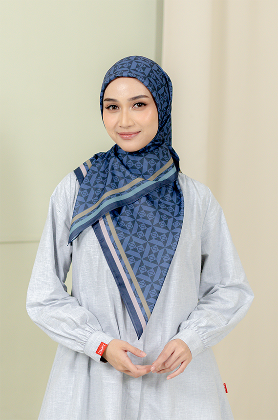Geo Monogram Scarf - Navy