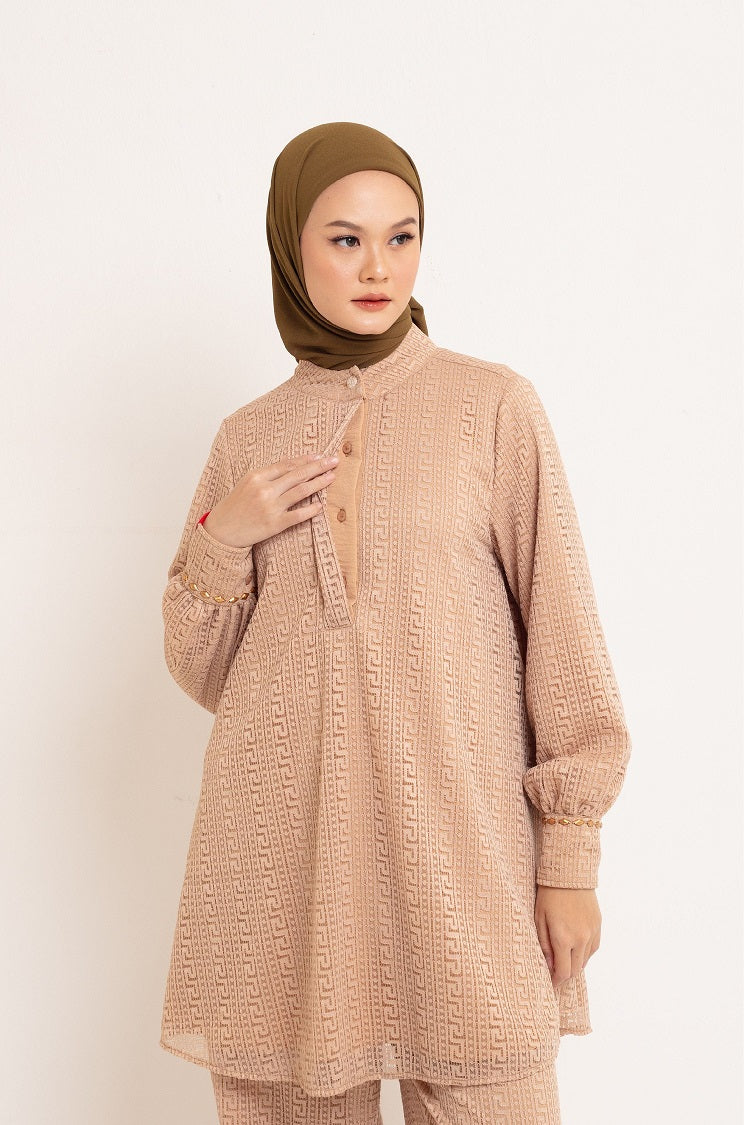 M Tunic Flare Geo Lace - Tunik Brocade Formal & Stylish | Dauky